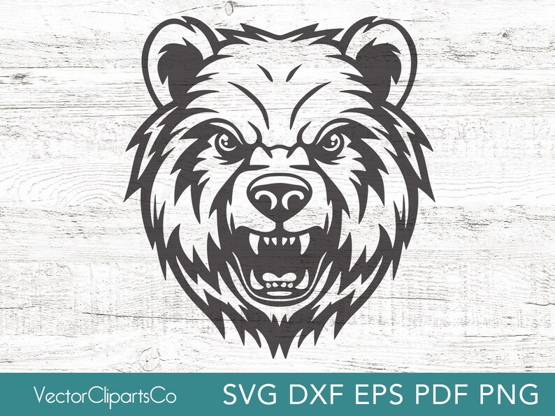 Angry Bear SVG Bear Head PNG Grizzly Bear Clipart Vector Cut - Etsy