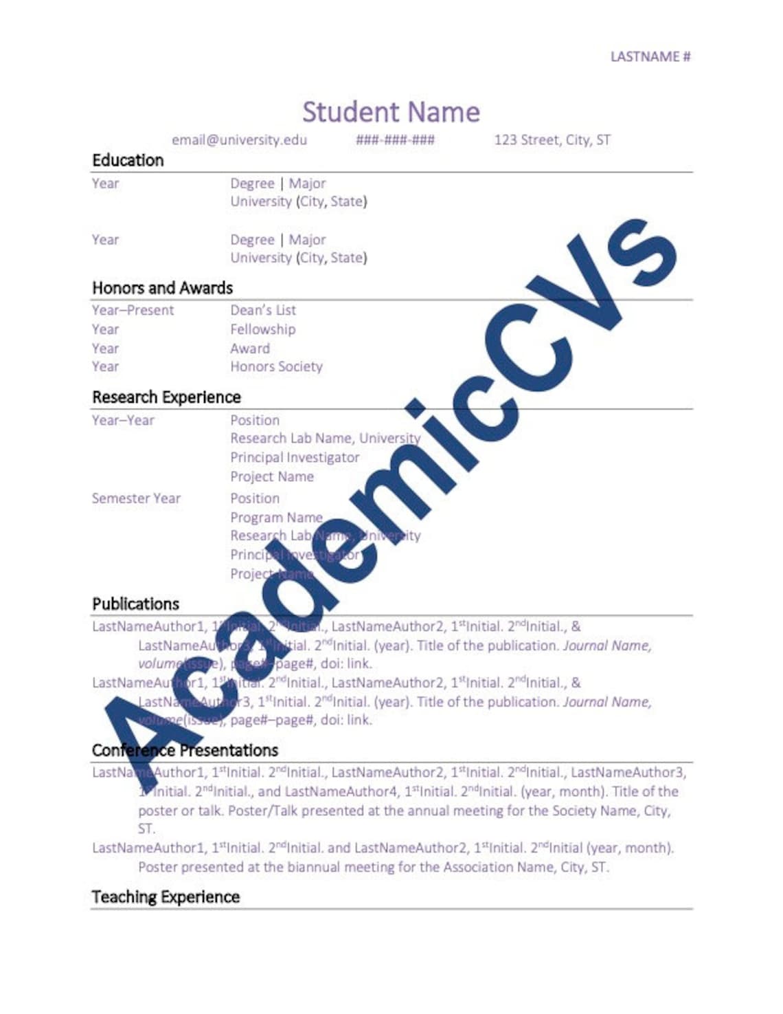 Academic Curriculum Vitae (CV) for U.S. Phd Program Applicants ...