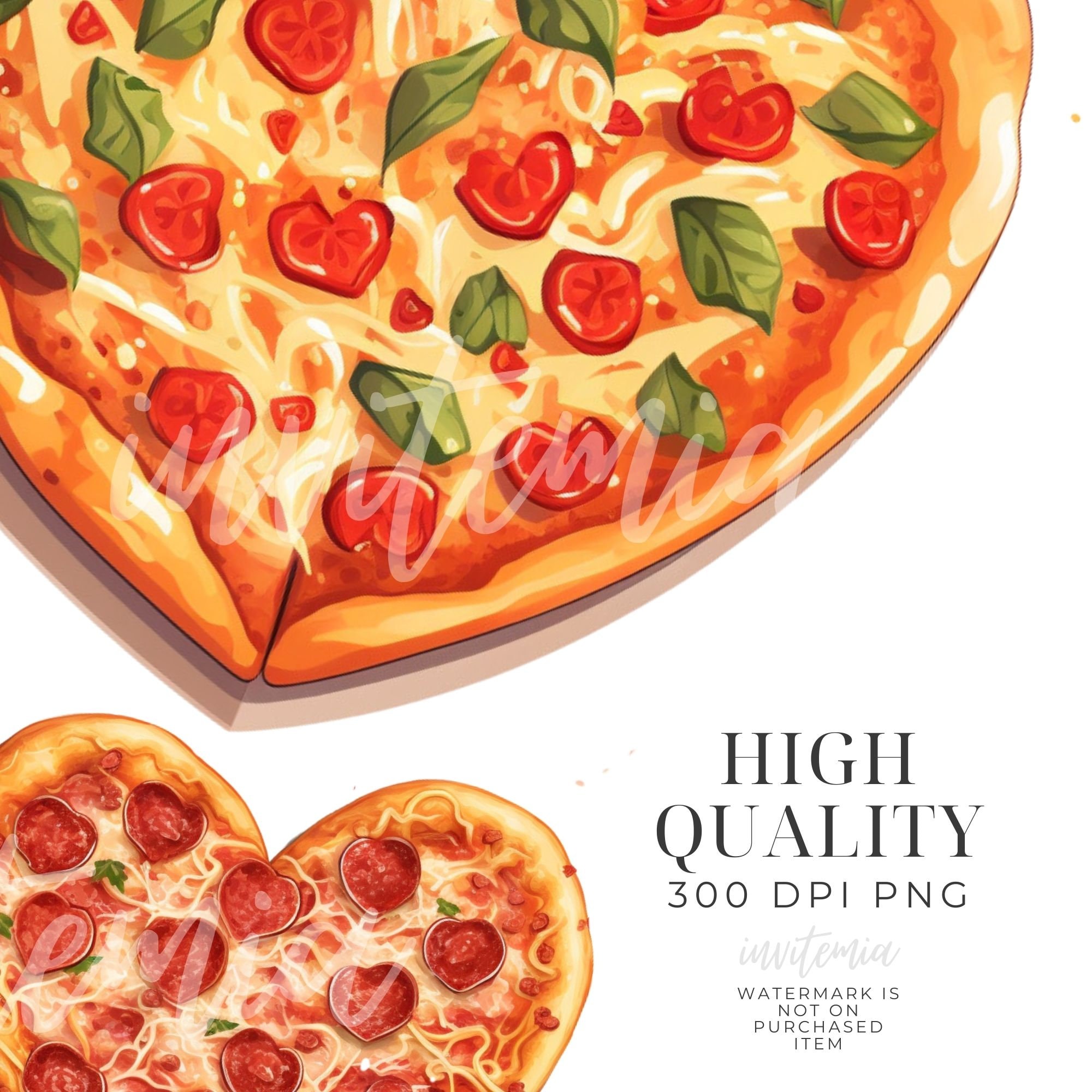 Heart Pizza Clipart, Watercolor Pizza Images Png, Pizza and Pajamas ...