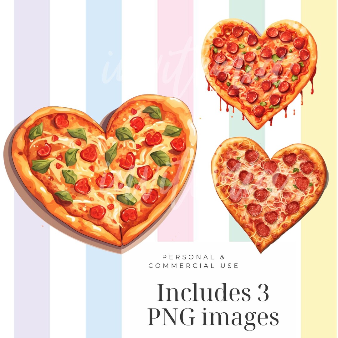 Heart Pizza Clipart Galentines Valentines Watercolor Pizza Images Png ...