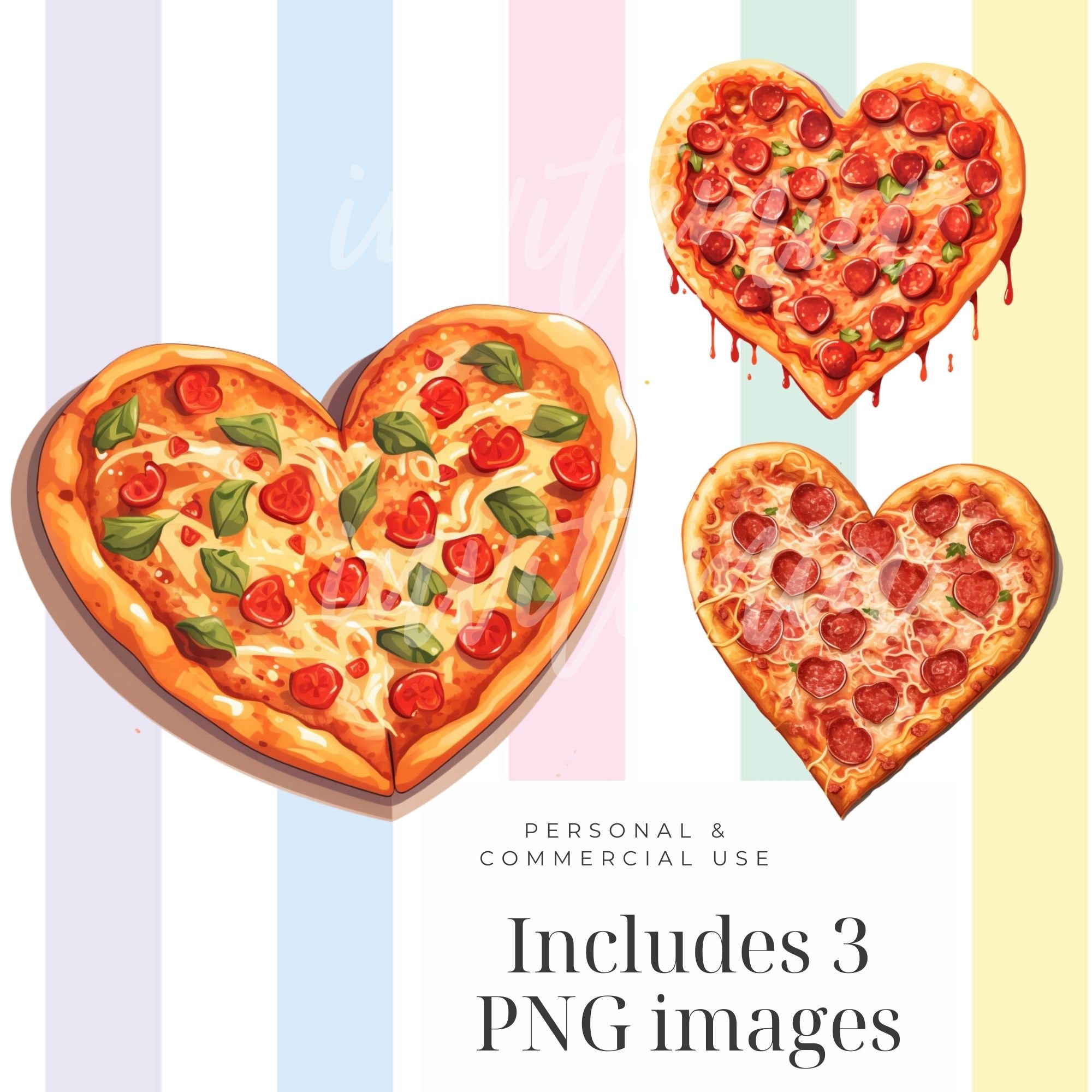 Heart Pizza Clipart, Watercolor Pizza Images Png, Pizza and Pajamas ...