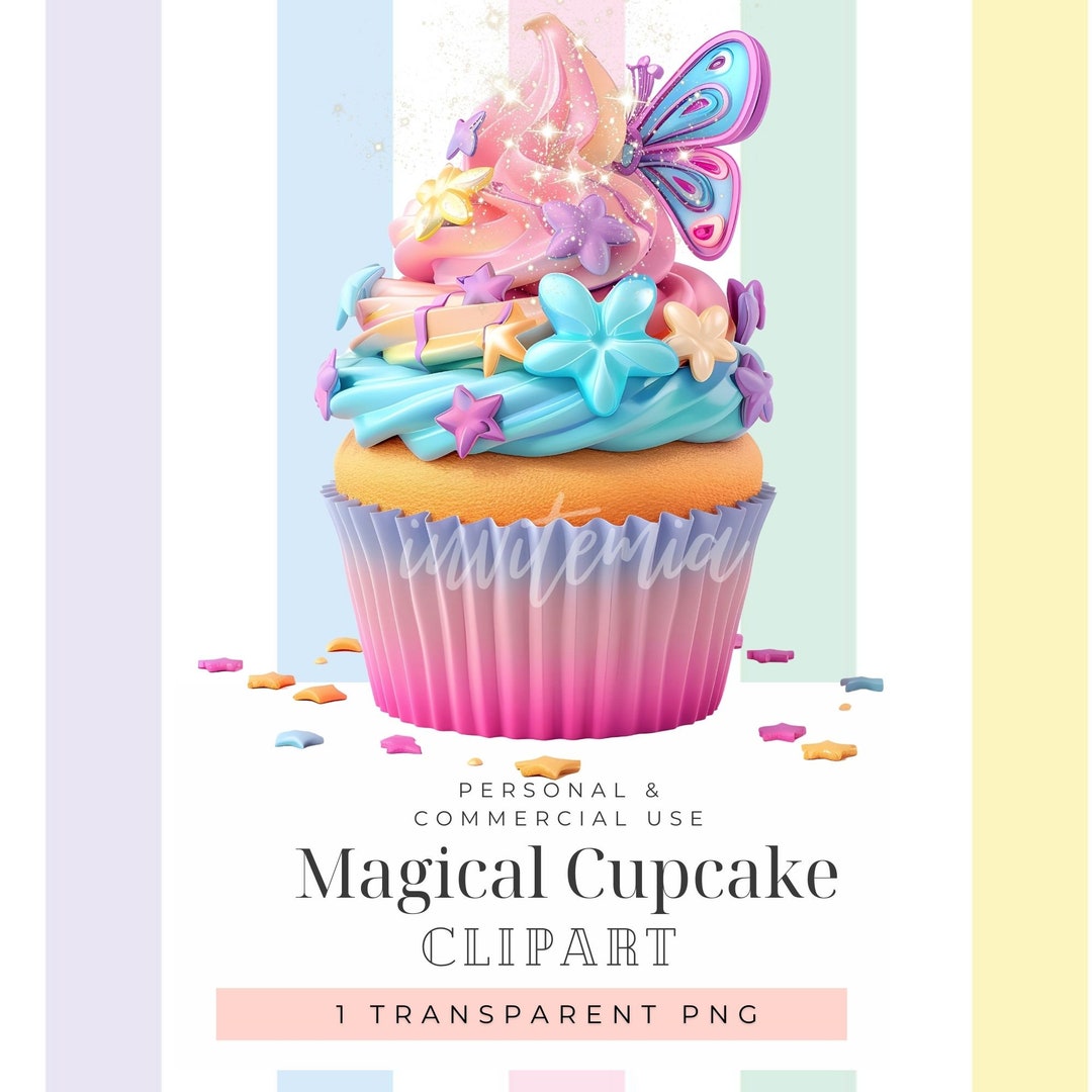 Rainbow Cupcake Candy Land Clipart Png Pretty Pink Birthday Party Image ...