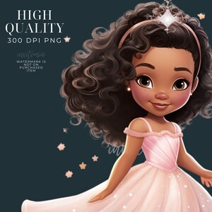 Princess Clipart Png, Pink African American Birthday Fairy Girl Image ...