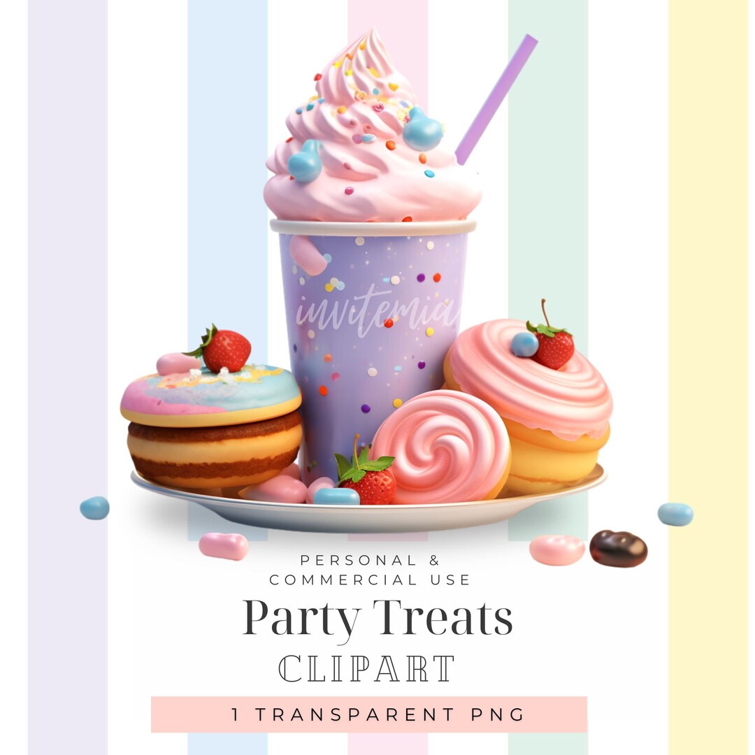 Land of the Sweets Clipart Birthday Party Pink Milkshake Image Pastel ...