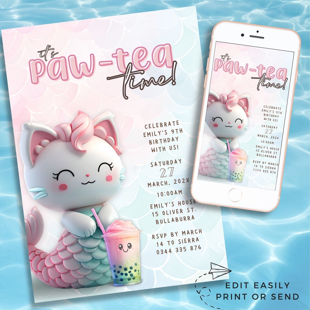 Bubble Tea Birthday Invitation, Boba Tea Invitation, Lets Par Tea ...