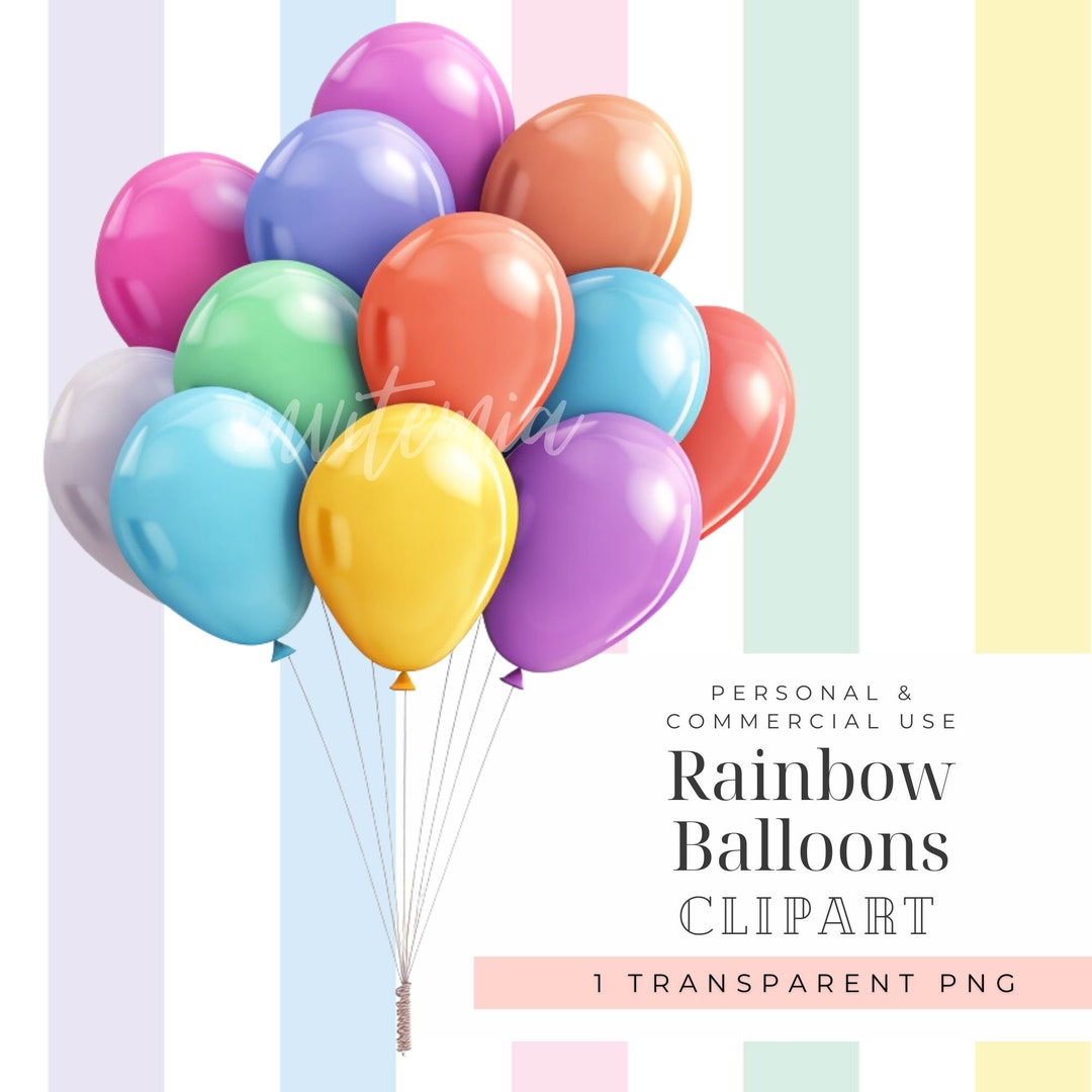 Rainbow Balloons Clipart, 3D Rainbow Birthday Balloons, Spring Children ...