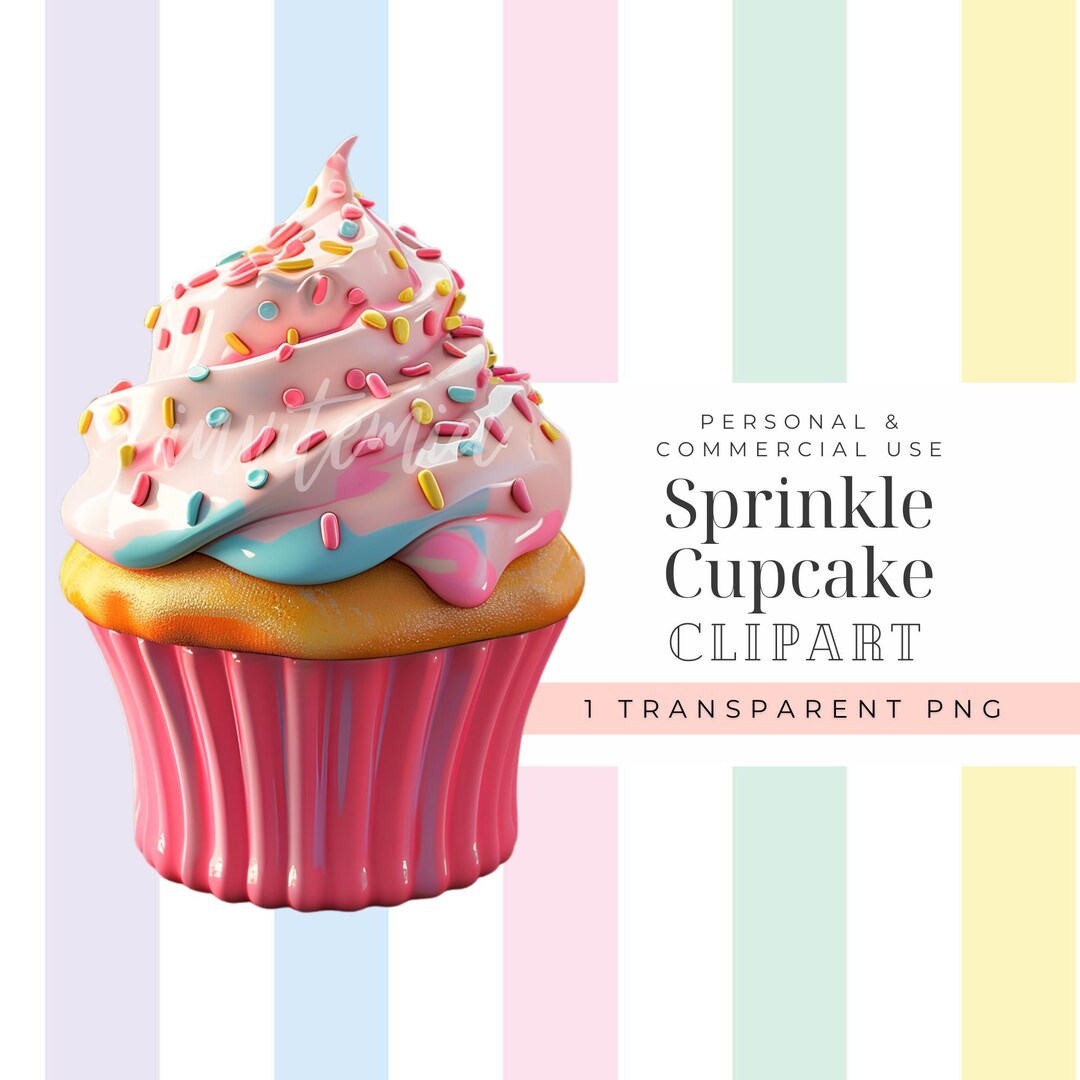 Rainbow Cupcake Clipart, Pink Birthday Party Image, Pastel Spring Party ...