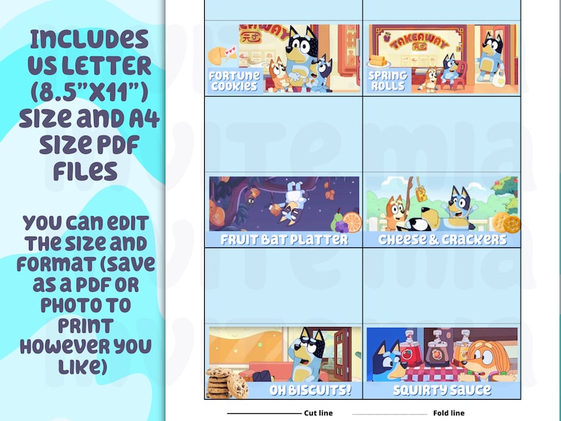 Bluey Party Food Cards EDITABLE Food Tent Cards Bluey - Etsy Australia