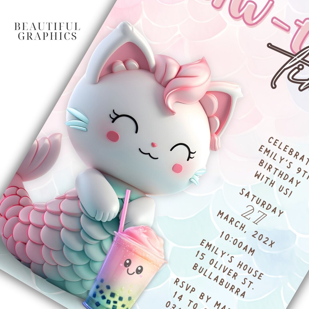 Bubble Tea Birthday Invitation, Boba Tea Invitation, Lets Par Tea ...