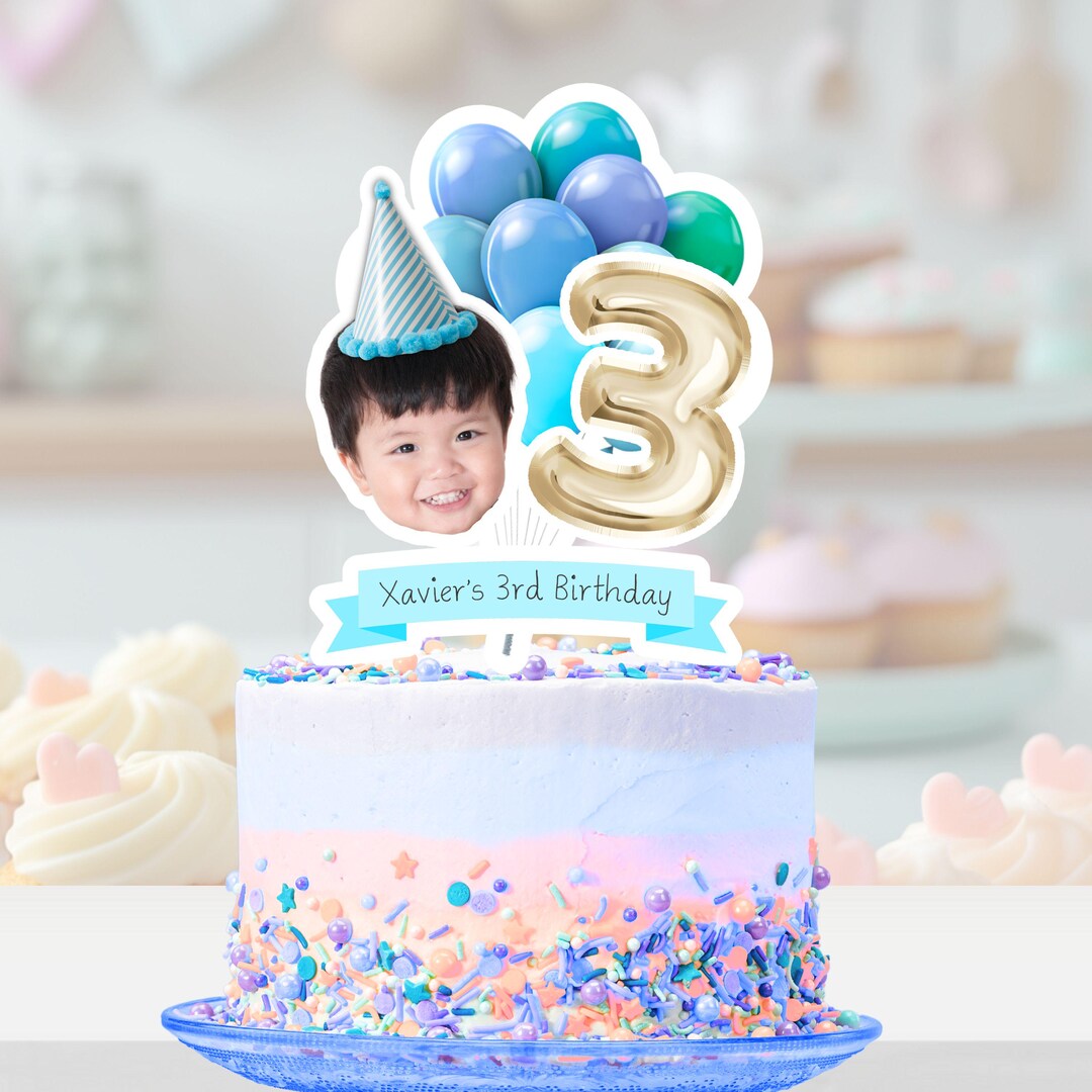 Custom Photo Cake Topper for Baby, Toddler, Kids Party Decoration. Boy ...