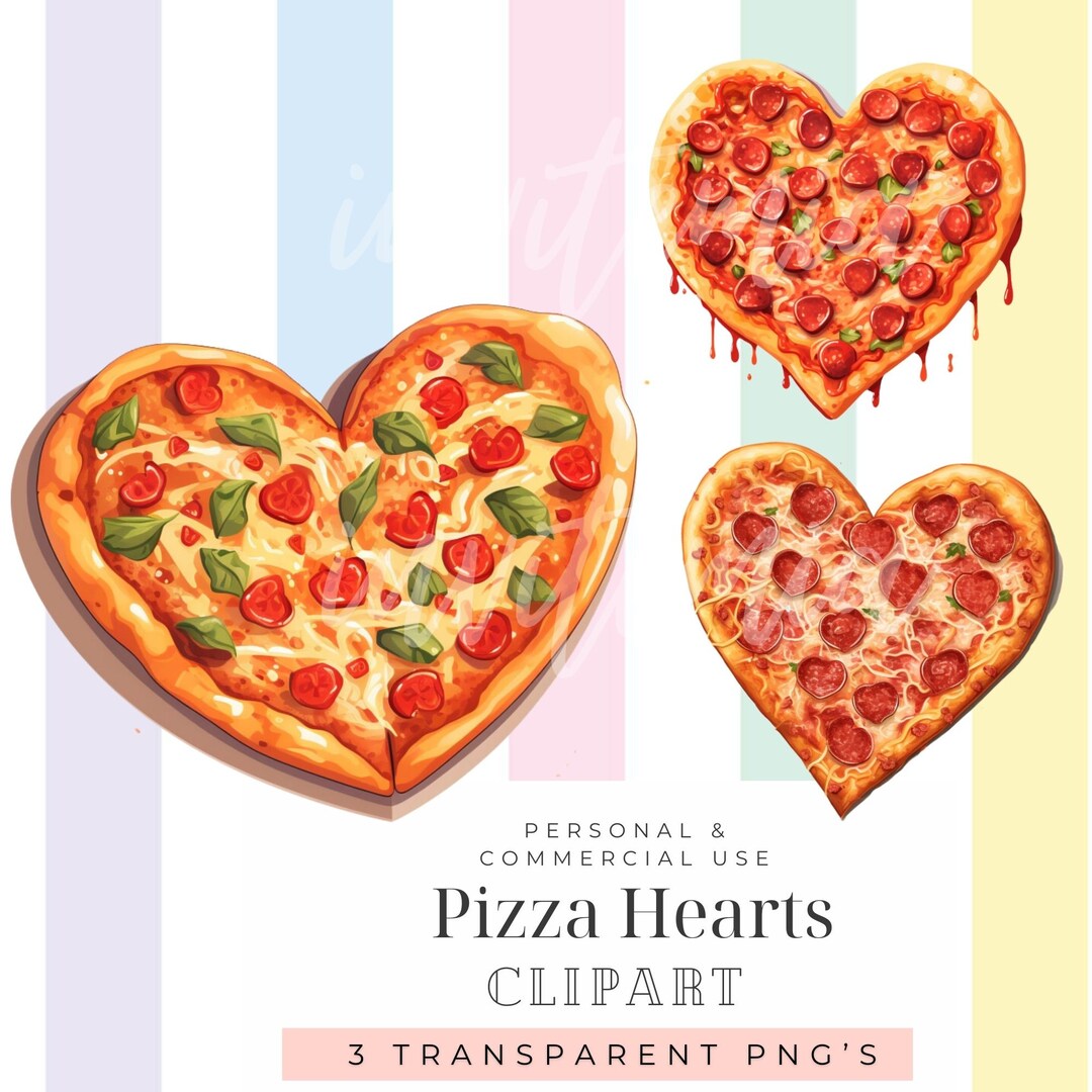 Heart Pizza Clipart, Watercolor Pizza Images Png, Pizza and Pajamas ...