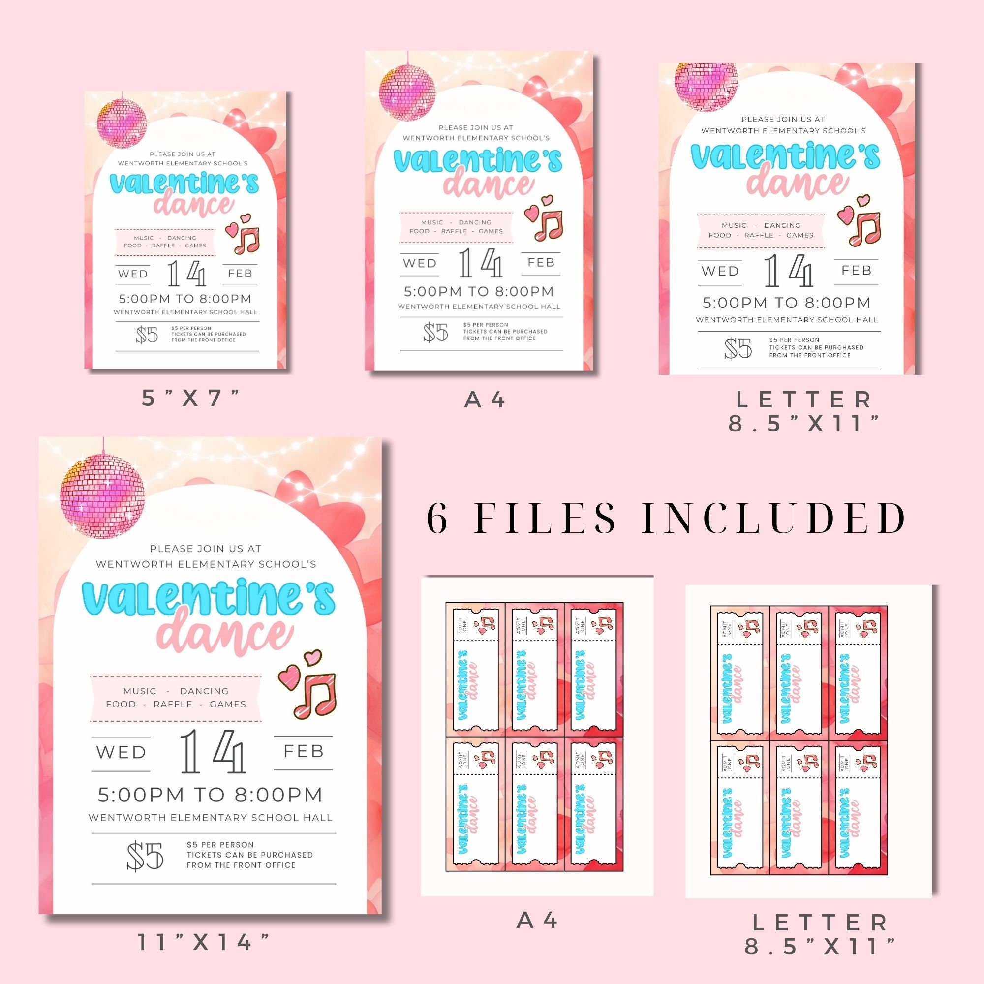 Valentines Day Sweetheart Dance Flyer, Valentines Day Dance Tickets ...