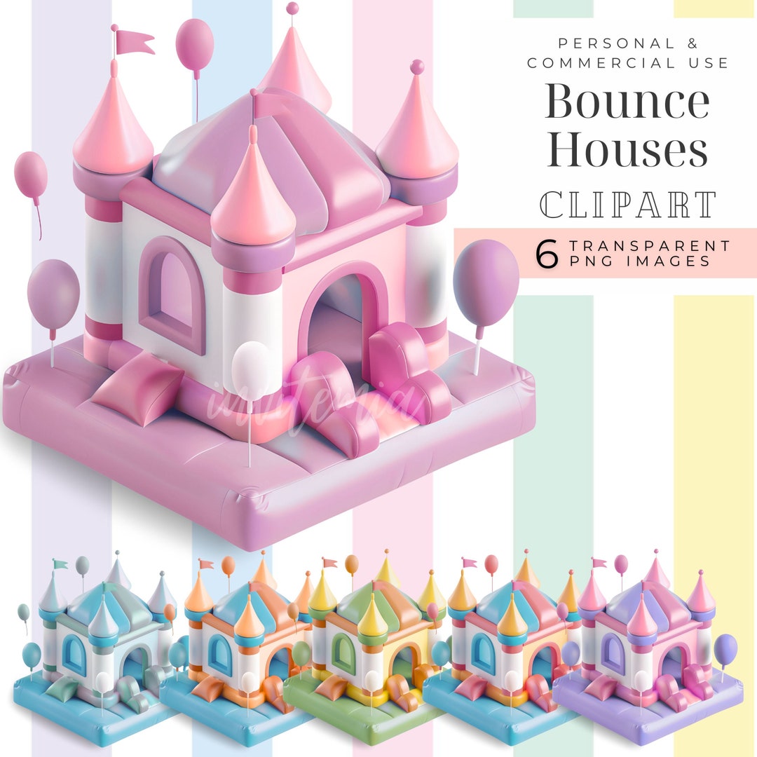 Pastel Carnival Clipart, Bounce House, Party Cartoon Images, Jumping ...