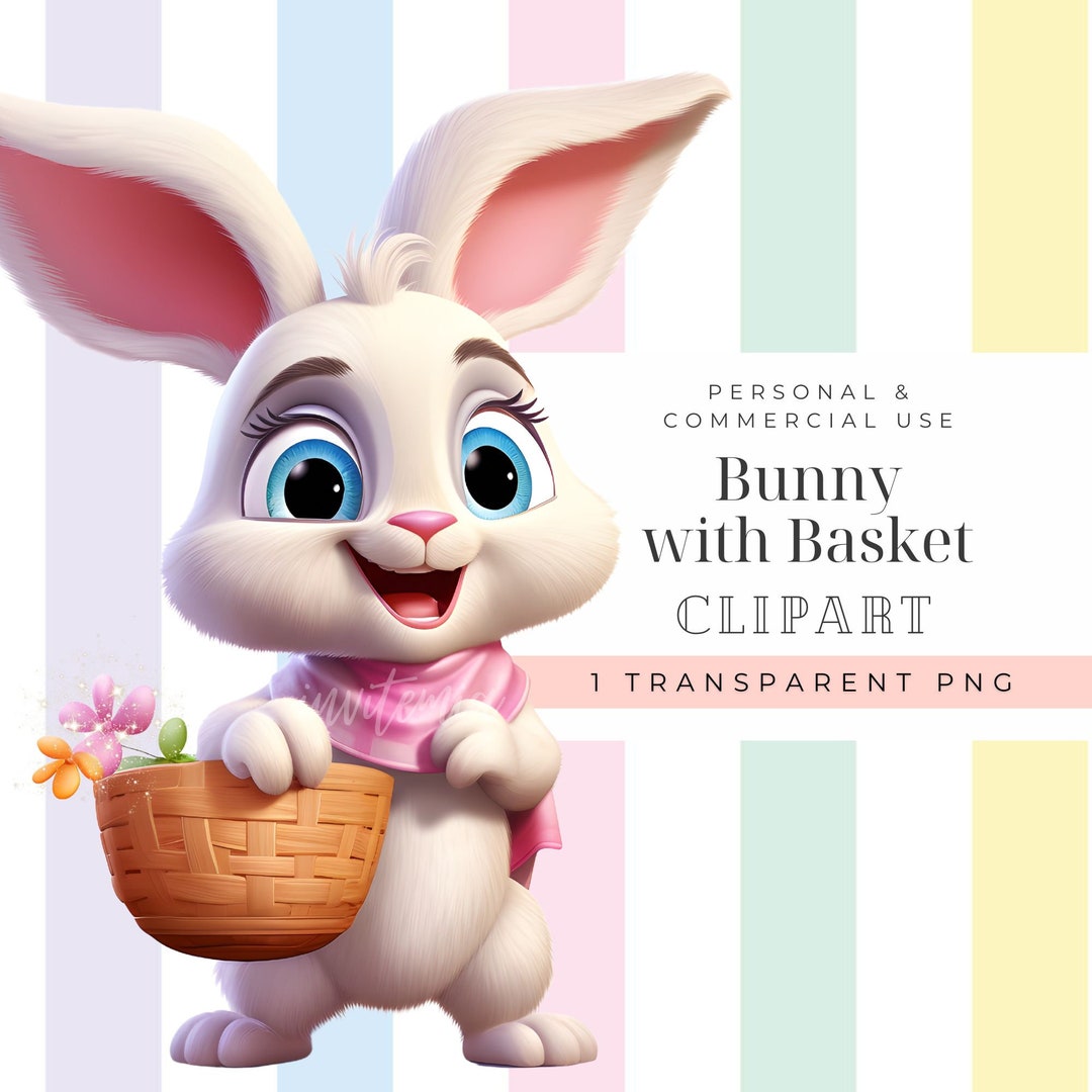 Easter Clipart, Cute Easter Bunny Clipart PNG, Flowers, Spring Easter ...