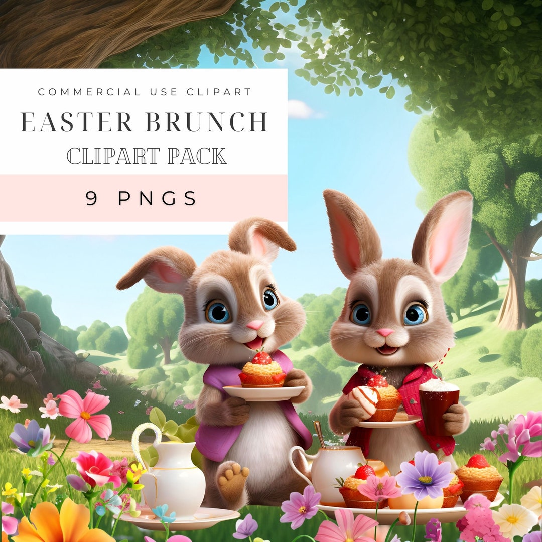 Cute Easter Cartoons Bunny Clipart, Easter, Easter Picnic Tea Brunch ...
