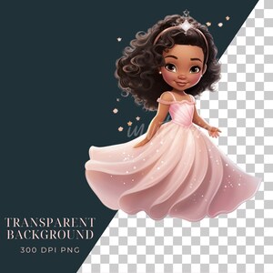 Princess Clipart Png, Pink African American Birthday Fairy Girl Image ...