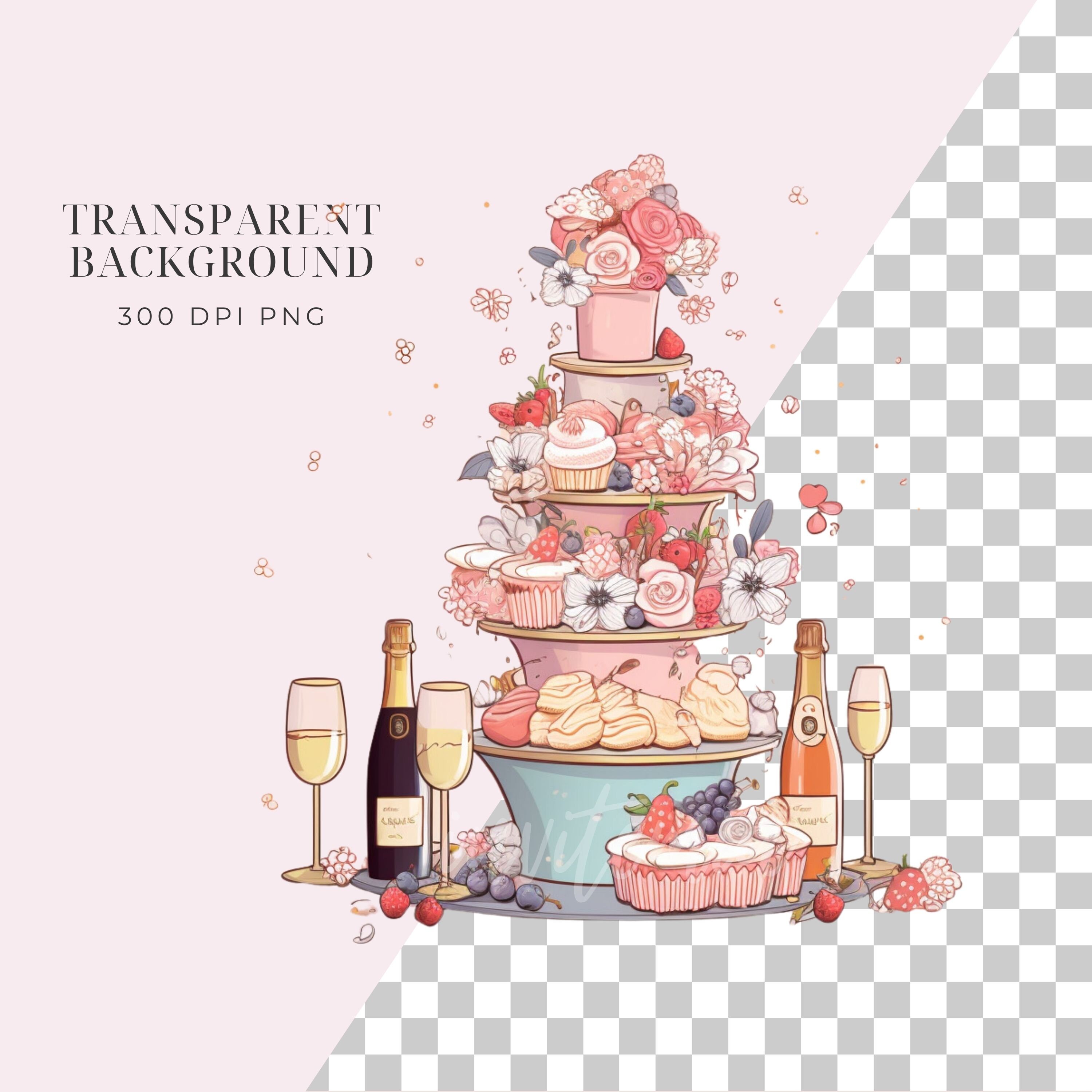 Petals and Prosecco Clip Art Pearls PNG Watercolor Wine Glass Image ...