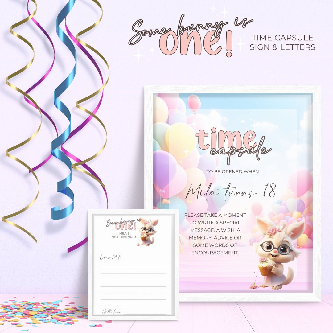 1st Birthday Time Capsule Sign and Matching Printable Message Cards ...