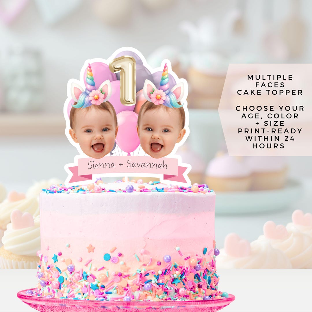Multiple Face Cake Topper Twins Photo Cupcake Topper Custom Party ...