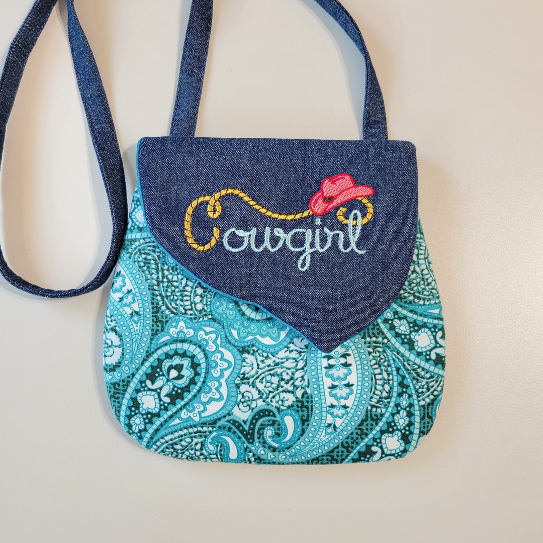 Girl's Embroidered Cowgirl Purse, Denim Purse for Little Girls, Kid's ...