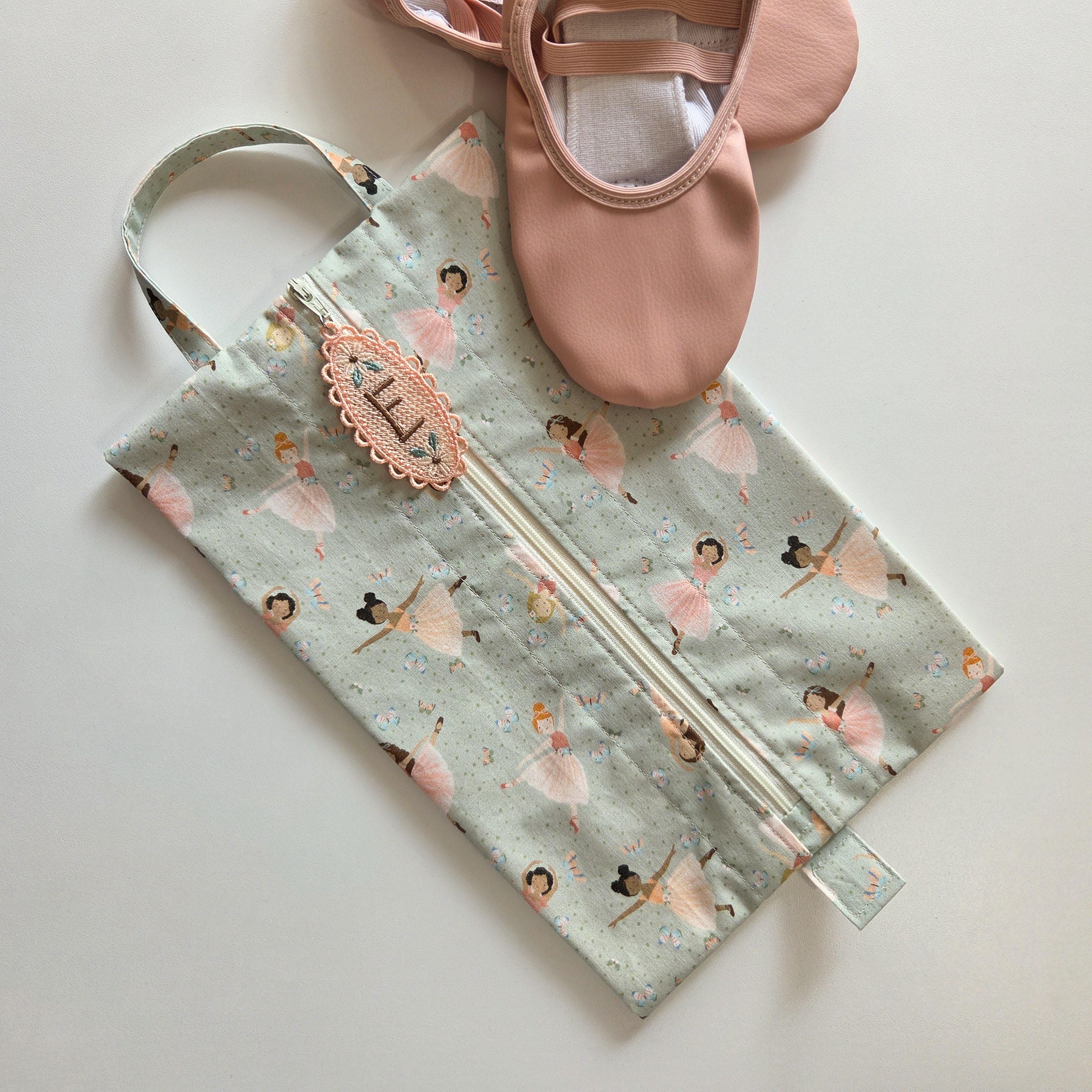 Personalized Green and Peach Dance Shoe Bag With Dancers in Tutus Print ...