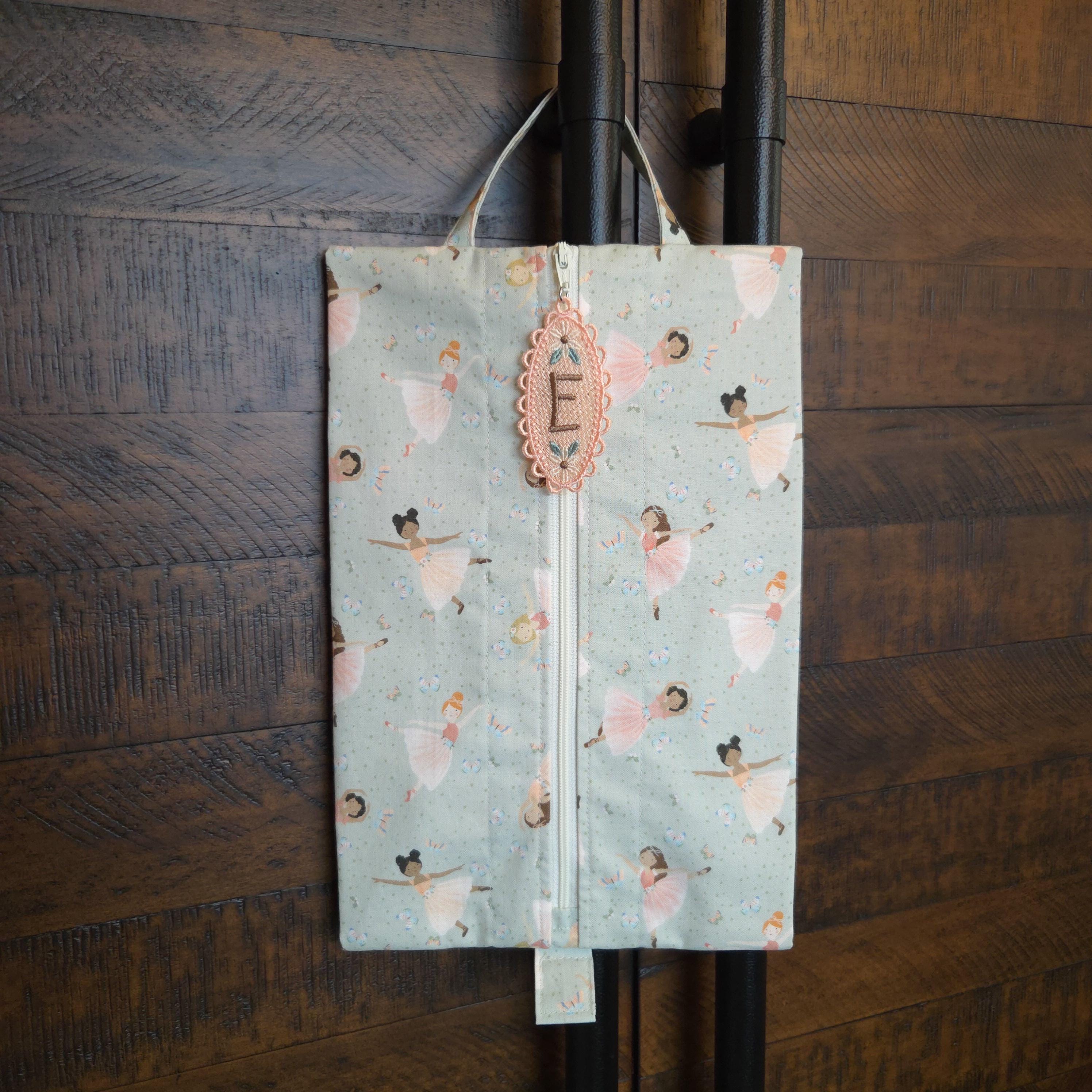 Personalized Green and Peach Dance Shoe Bag With Dancers in Tutus Print ...
