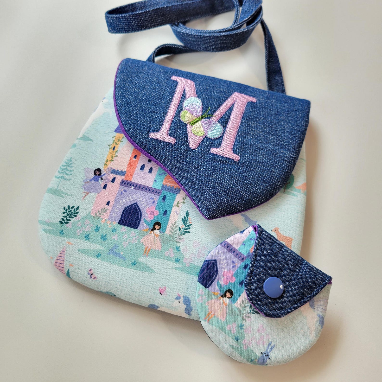Personalized Fairy Purse, Kid's Castle Bag, Denim Bag, Jeans Purse, Kid ...