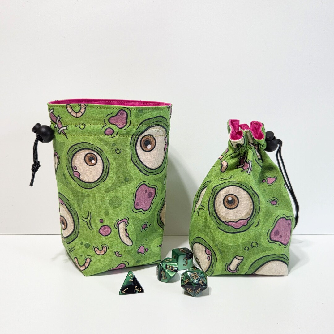 Monster Soup Dice Bag, Eyes and Green Slime Drawstring Pouch, Large ...