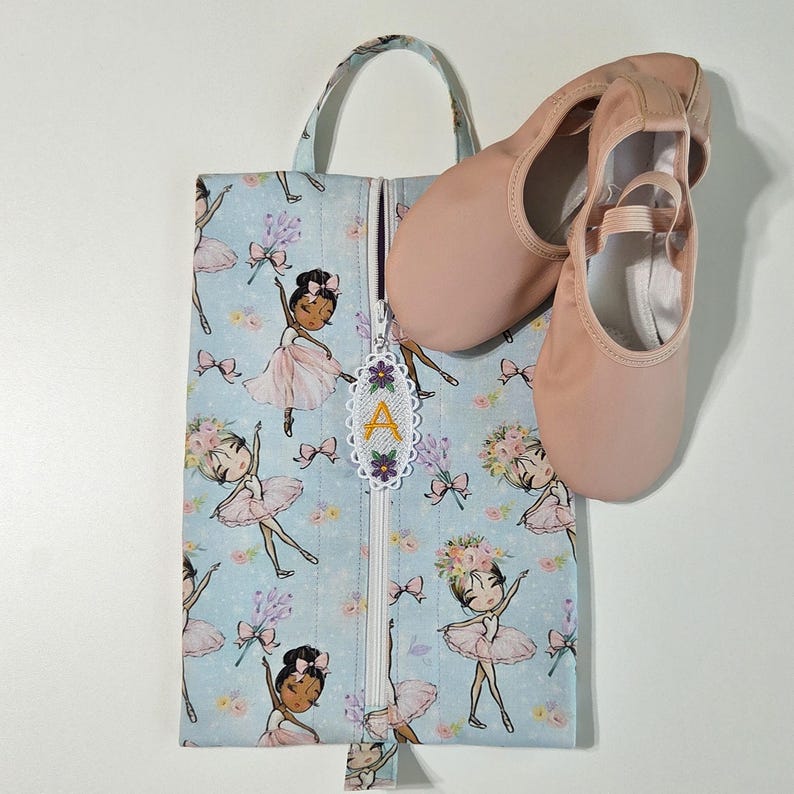 Personalized Ballerina Dance Shoe Bag: Zippered Cotton Ballet Bag for ...