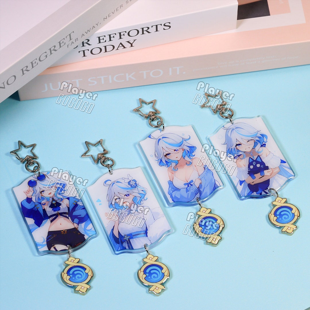 Genshin Impact Furina Keychains, Focalors Art Print With Vision Pendant ...