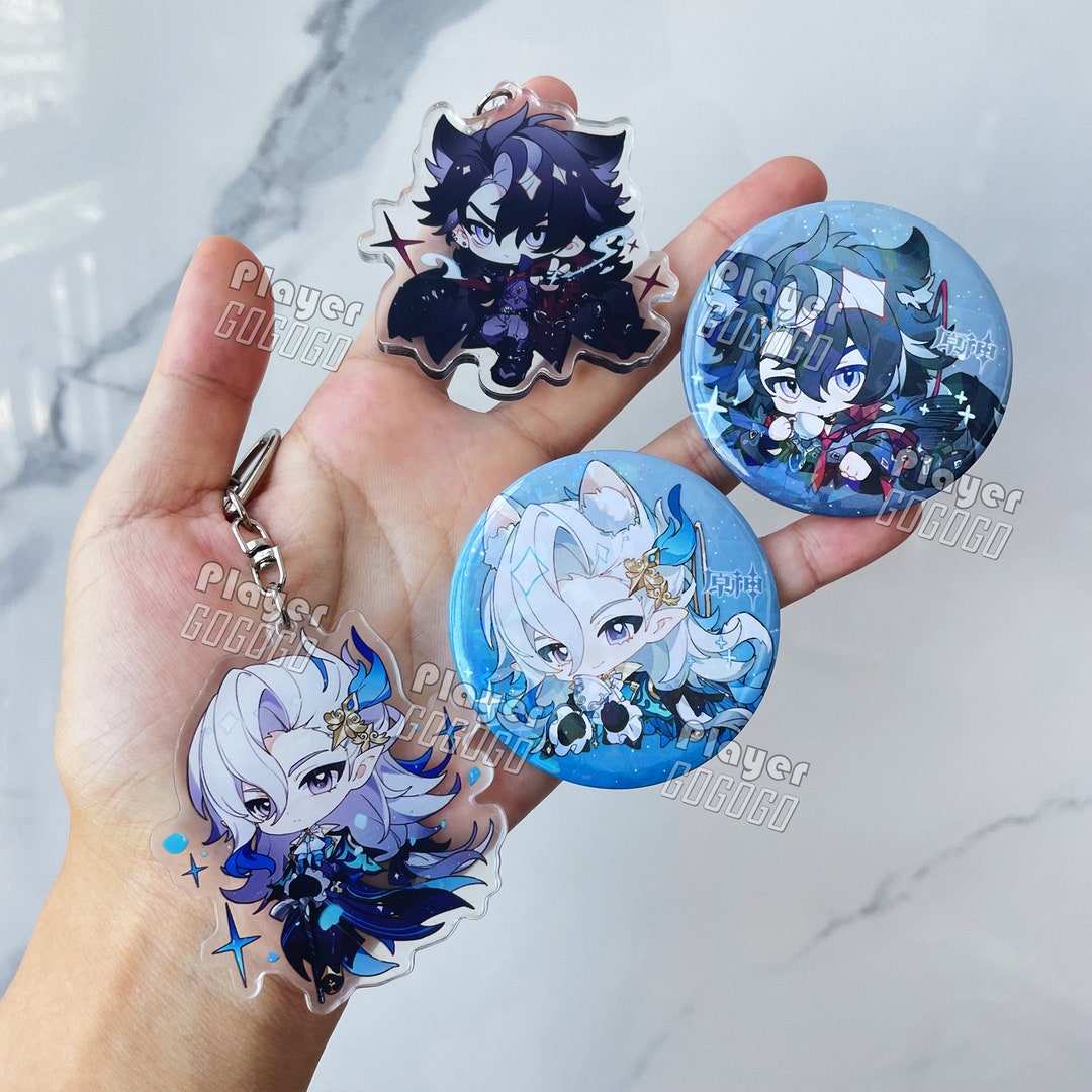 Genshin Impact Badge & Keychain of Fontaine Charactors Neuvillette ...