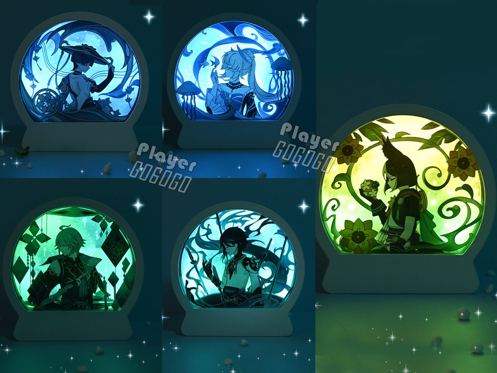 Genshin Impact LED Lamp Cute Genshin Paper Carving Art Lamps - Etsy Canada