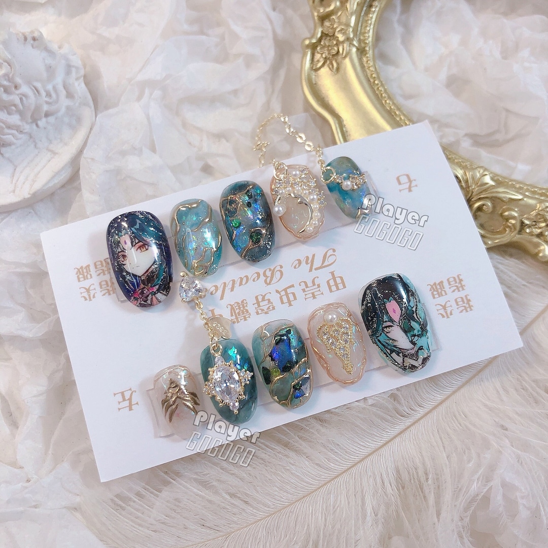 Genshin Impact Xiao Reusable Press on Nails Set of 10 Custom - Etsy