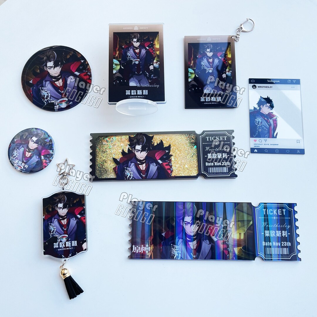 Genshin Impact Wriothesley Fanart Set Standee, Shaker Colotta, Charm ...