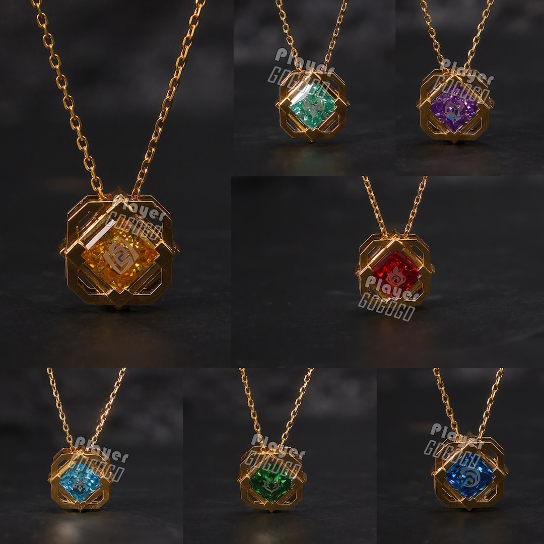 Genshin Impact Liyue Vision Dainty Necklace 21cm 6cm, Gemstone Made ...