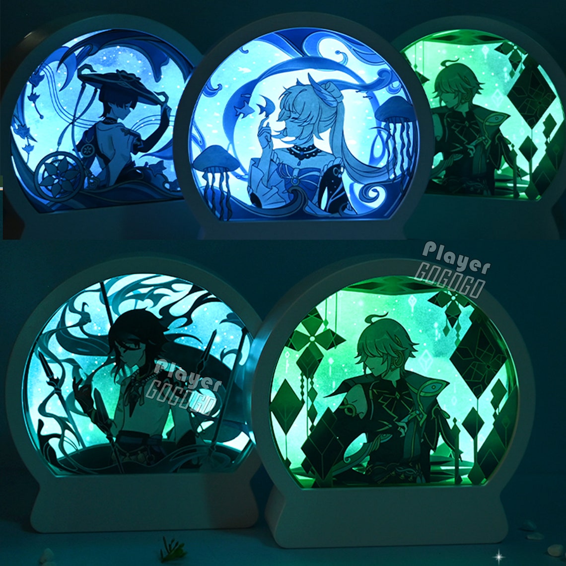 Genshin Impact LED Lamp Cute Genshin Paper Carving Art Lamps - Etsy Canada