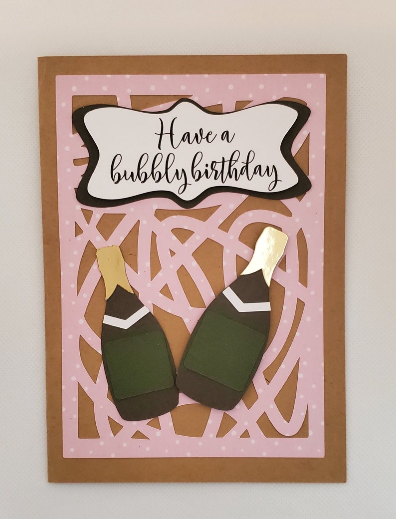 Bubbly Champagne Happy Birthday Card SVG - Etsy