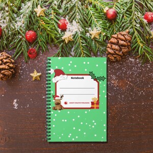 Holiday Spiral Notebook, Christmas Snowfall Green Spiral Notebook ...