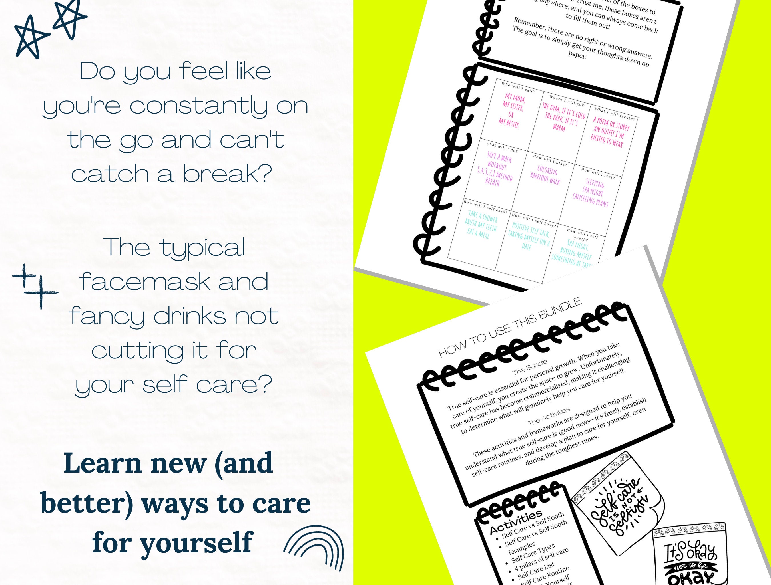 The Complete Self Care Activity Bundle 5 Activities For Burnt Out High