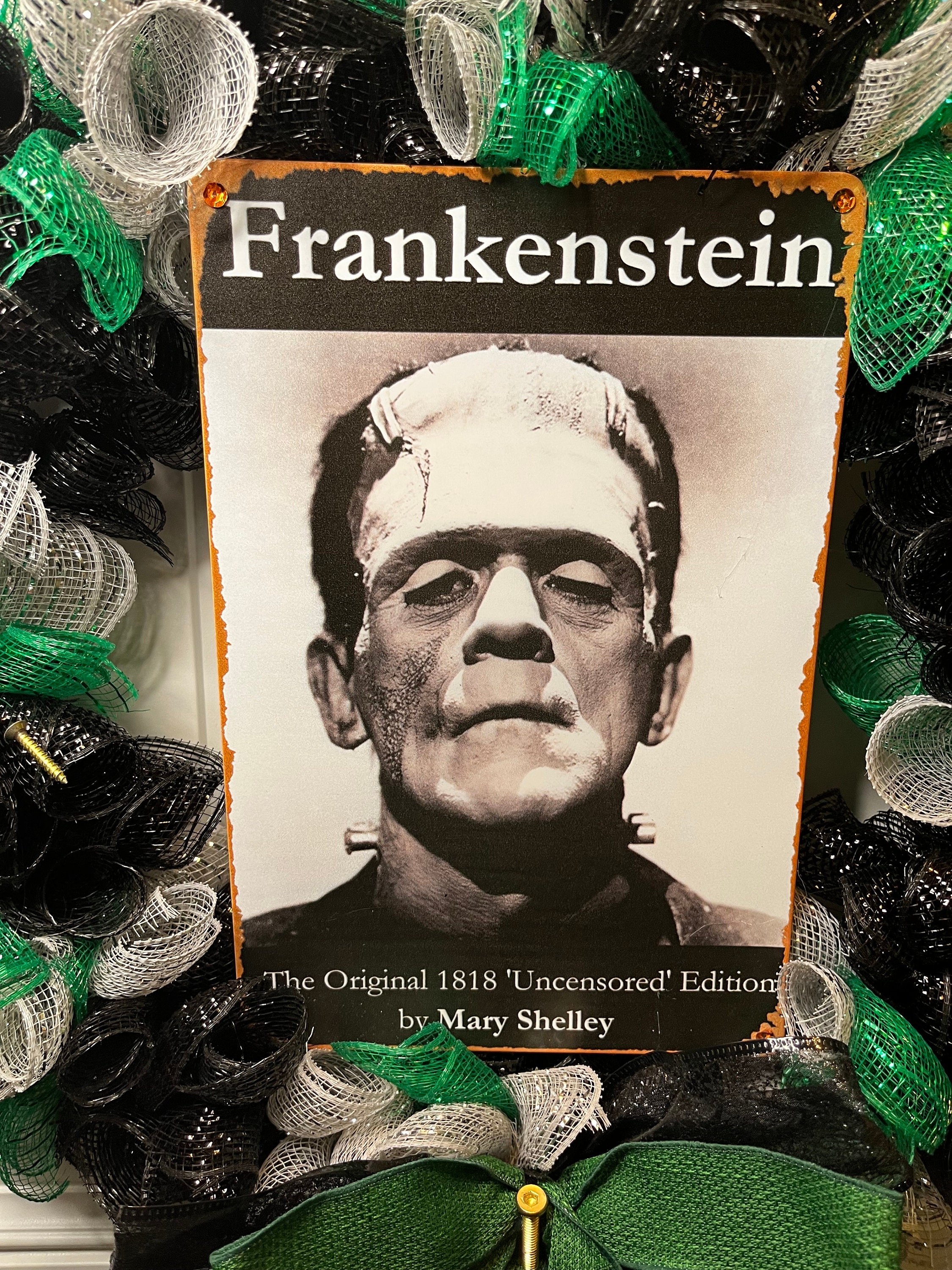 18” Frankenstein Decor Mesh Gray, Green and Black Wreath! - Etsy