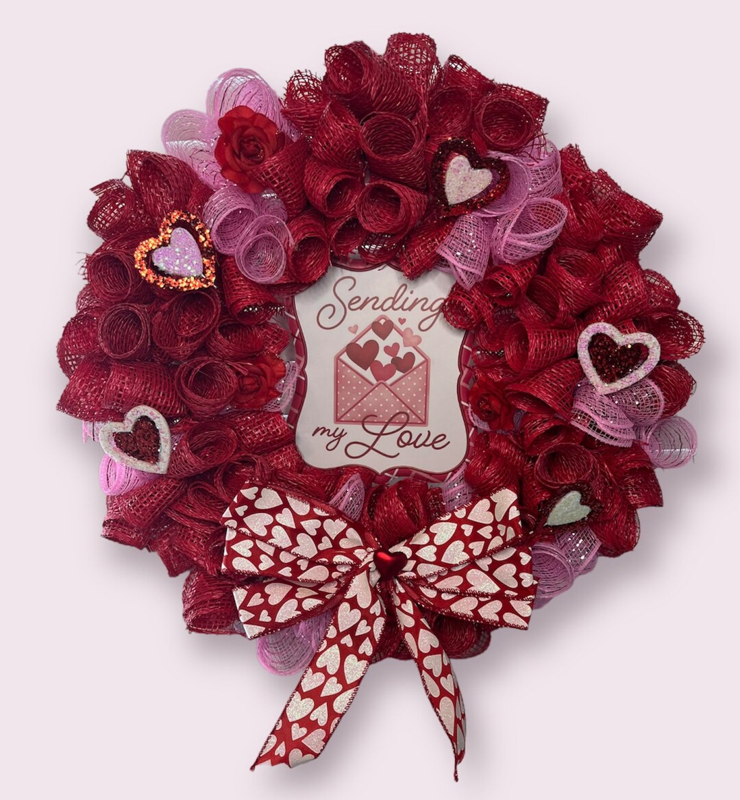 14” Red and Pink, Love Letter, Valentines, Deco Mesh Wreath! - Etsy