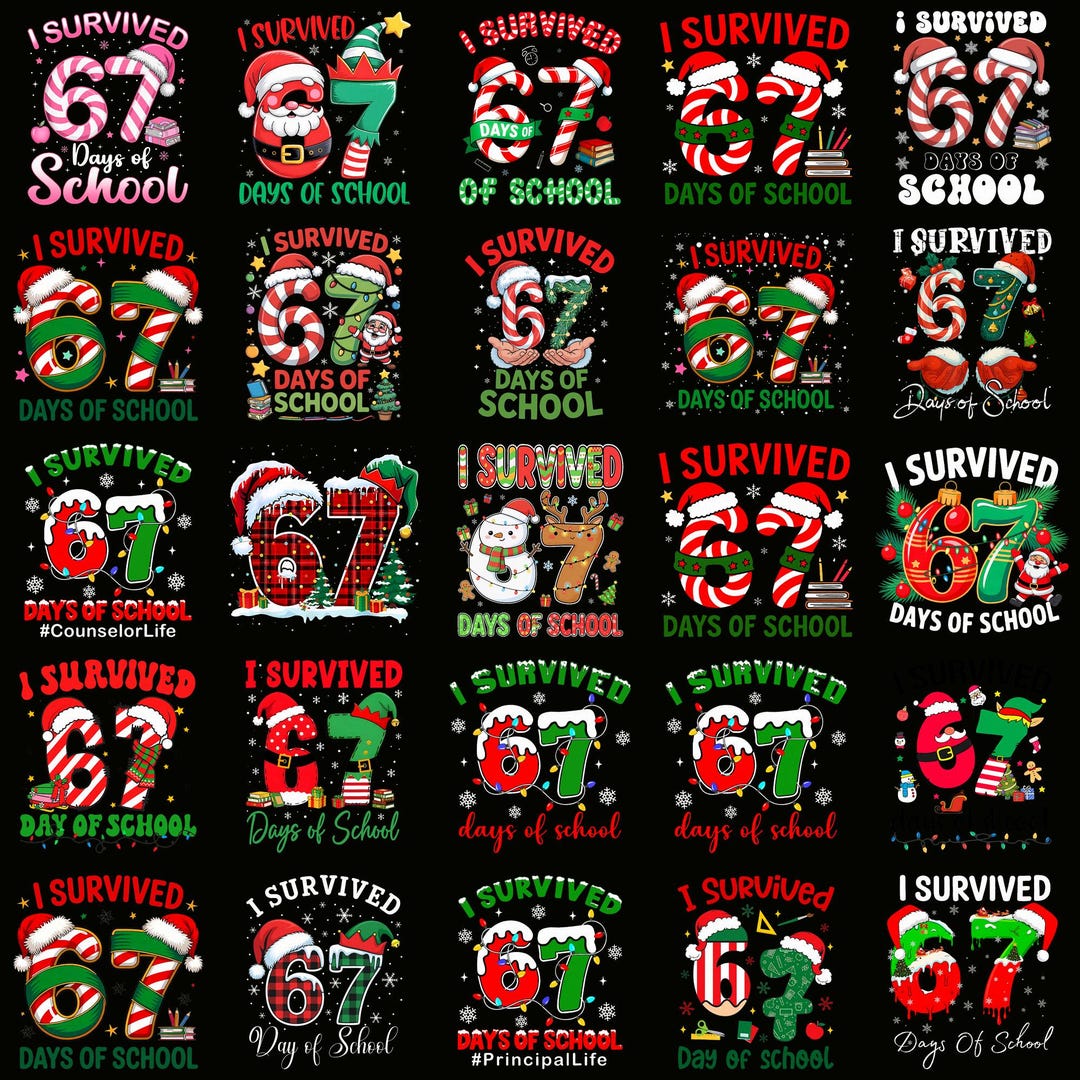 Survived 67 Days of School Teachers Students Christmas Png, Funny ...