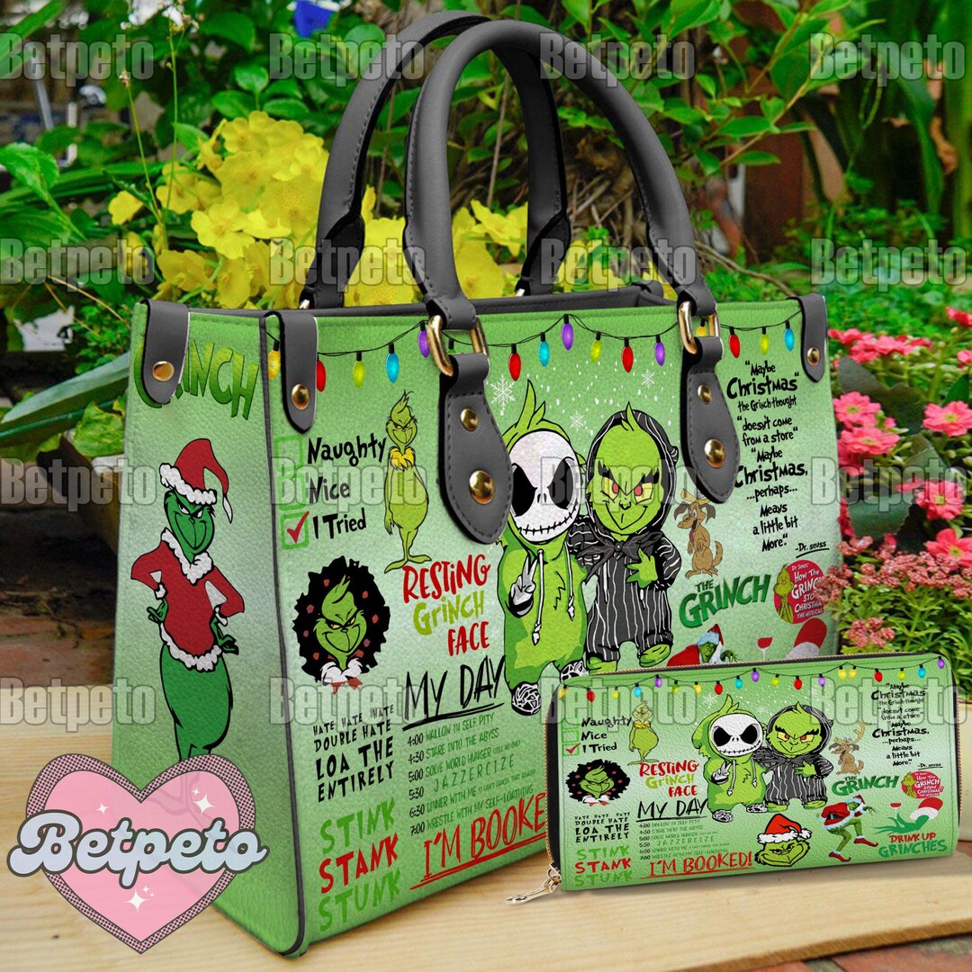 The Grinch Christmas Personalized Leather Handbag, the Grinch Christmas ...