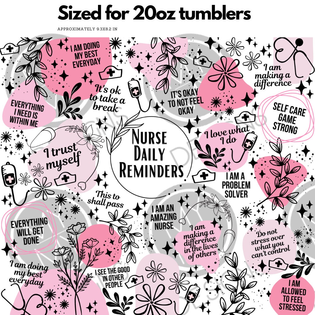 Boho Pink Nurse Reminders Affirmations 20oz Skinny Tumbler Wrap ...