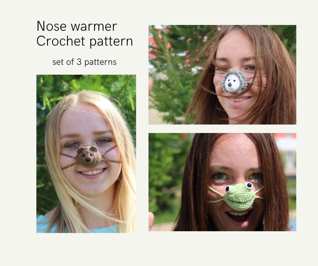 Nose Warmer Crochet PATTERN. Set of 3 Simple Nose Hat Patterns ...