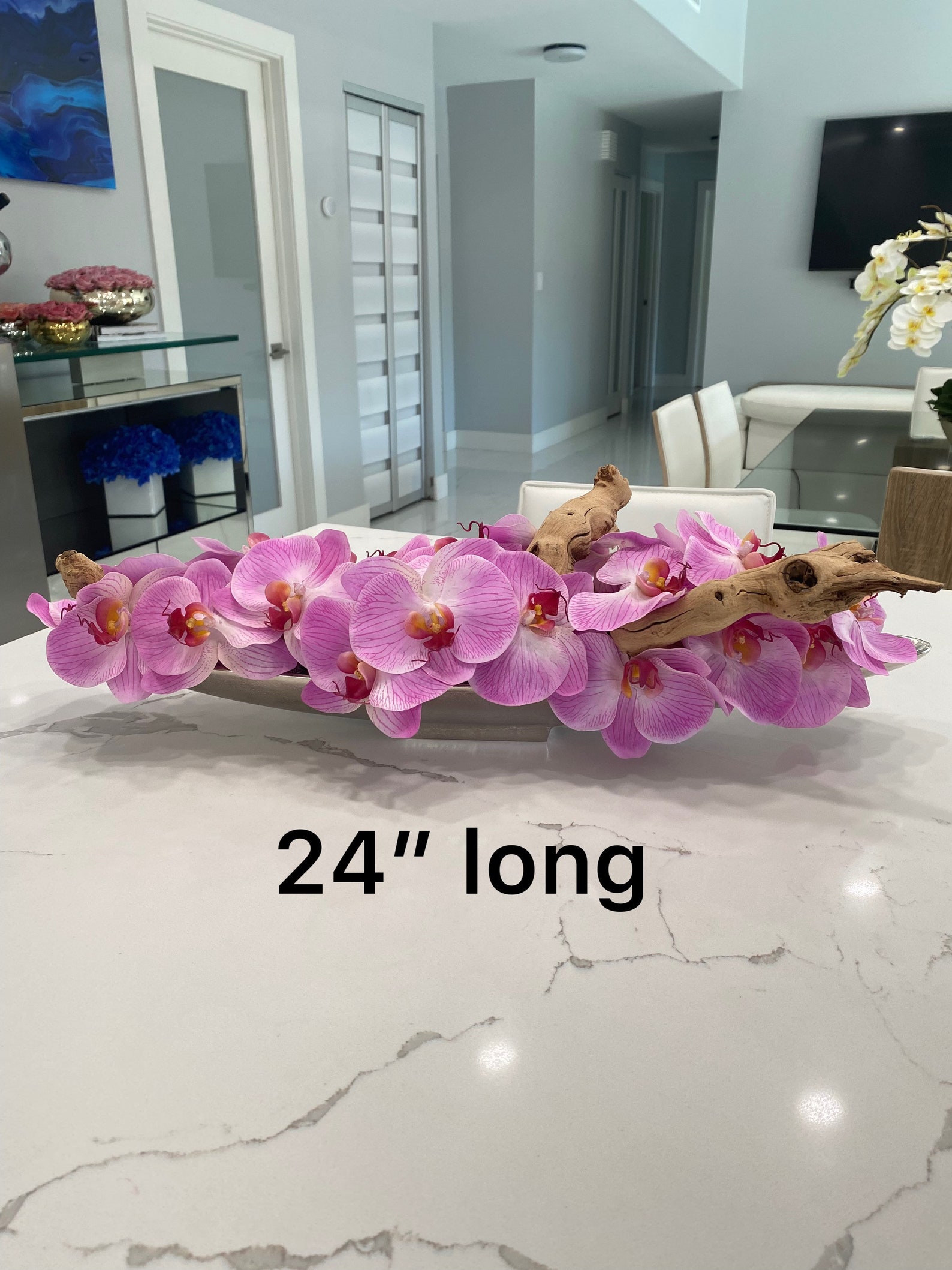 Silk Orchid Floral Arrangement: Boat Vase Centerpiece - Etsy