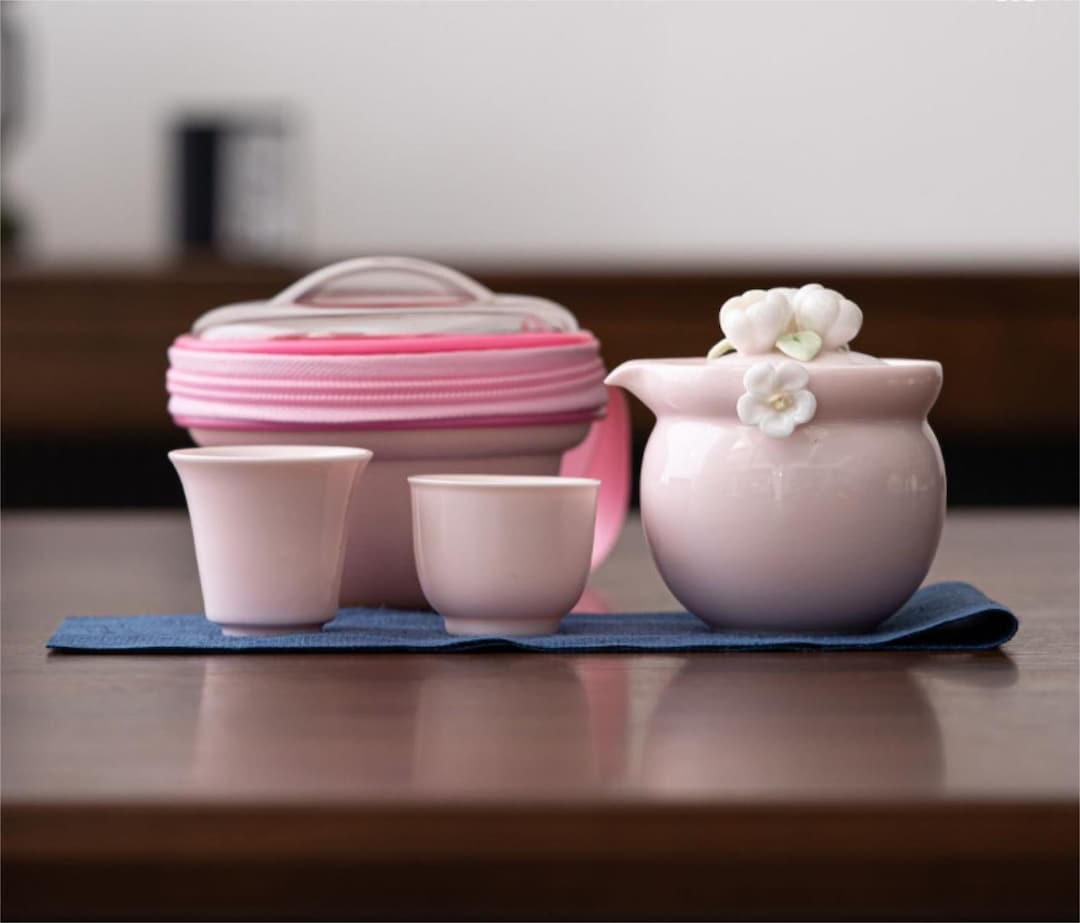 Travel Tea Set With Portable Case, Glass Teapot With Porcelain Infuser ...