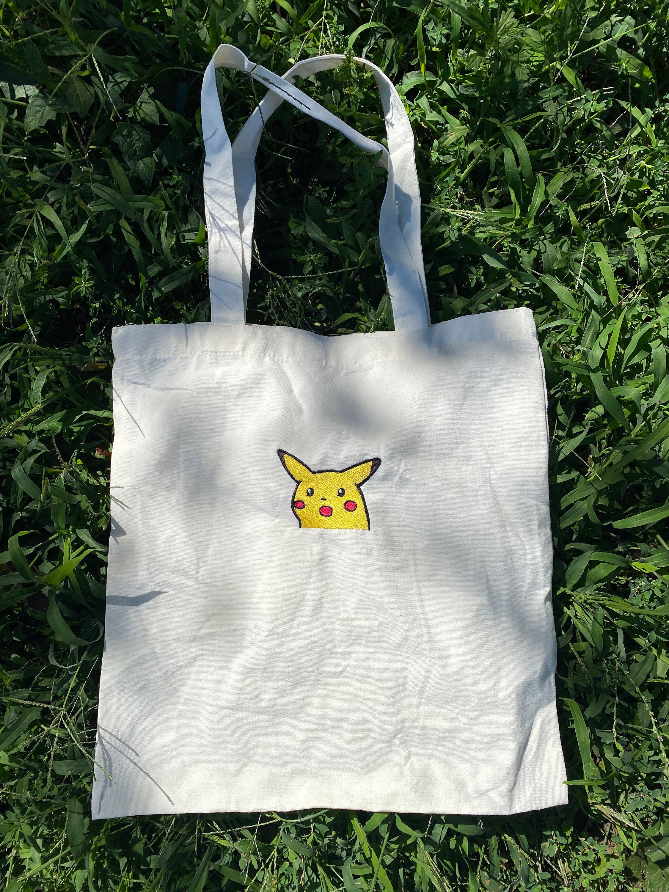 Surprised Pikachu Embroidered Tote Bag - Etsy