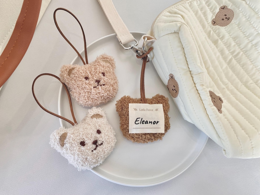 Personalized Teddy Bear Plush Name Tag– Cute Custom Bag Charm, Kids ...