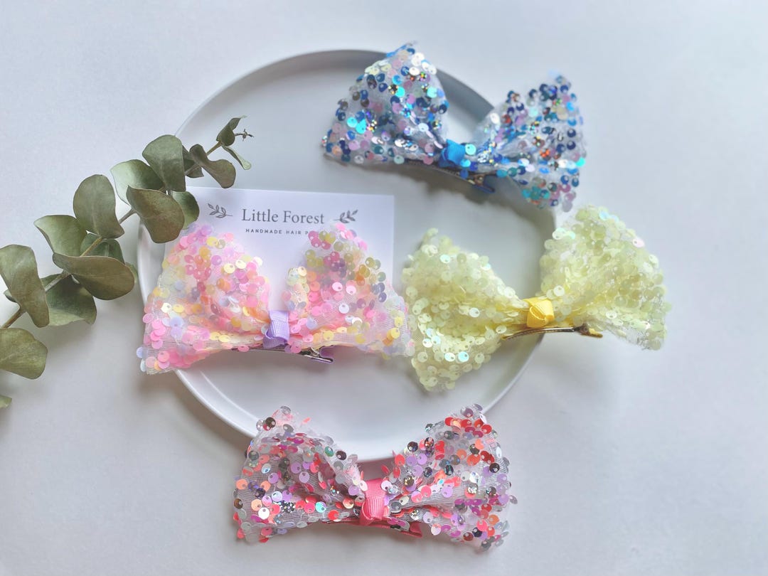Sparkle Spangle Bow, Girl Hairpin Clip, Toddler Hair Clip, Flower Girl ...